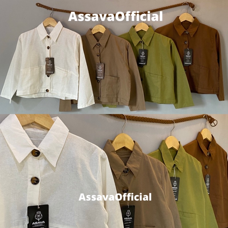 Jual KEMEJA CROP LINEN POCKET - GITA RAMI BASIC OUTER - SHIRT CROP ...