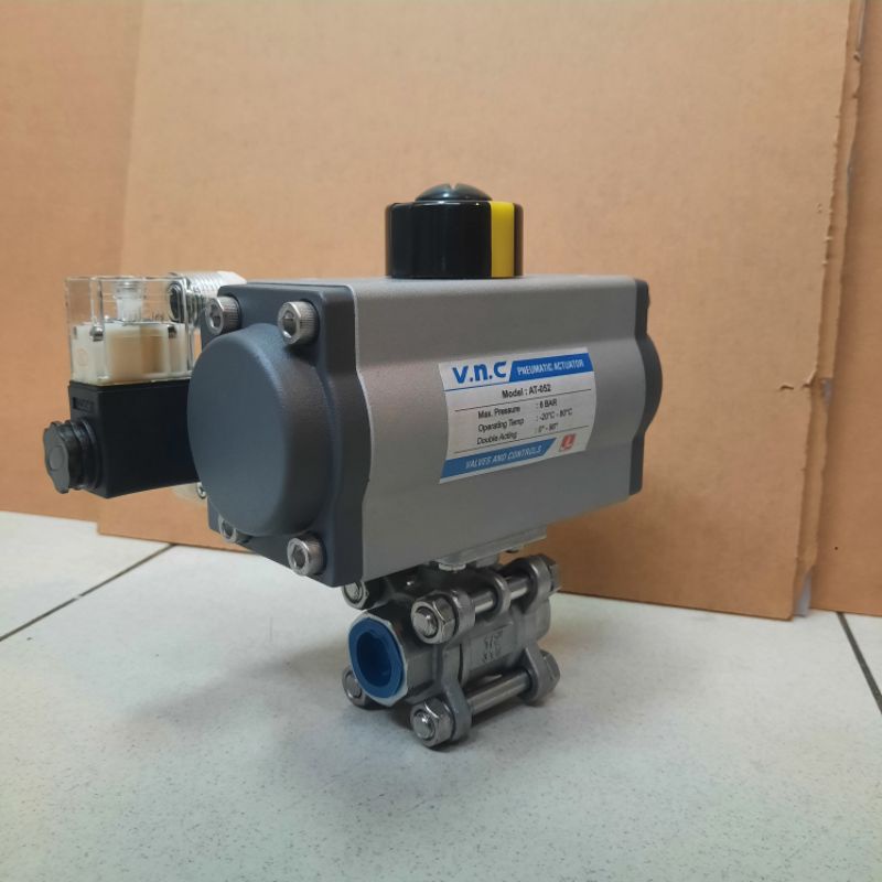 Jual Ball Valve 3pc SS Pneumatic Actuator + Selenoid Single Acting 1" inch SS316 | Shopee Indonesia