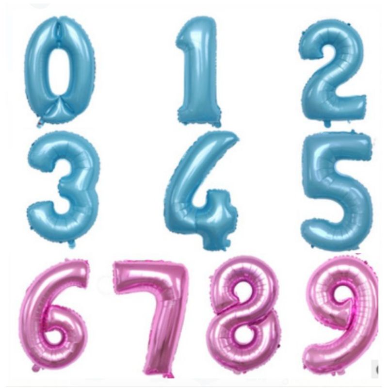 Jual balon angka jumbo pink dan baby blue biru | Shopee Indonesia