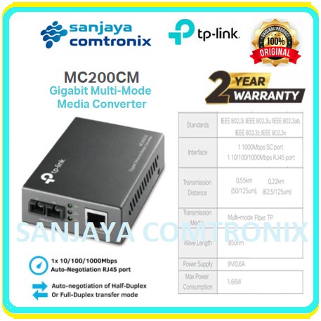 Jual CONVERTER FO GIGABIT MULTI-MODE TPLINK TL-MC200CM | Shopee Indonesia