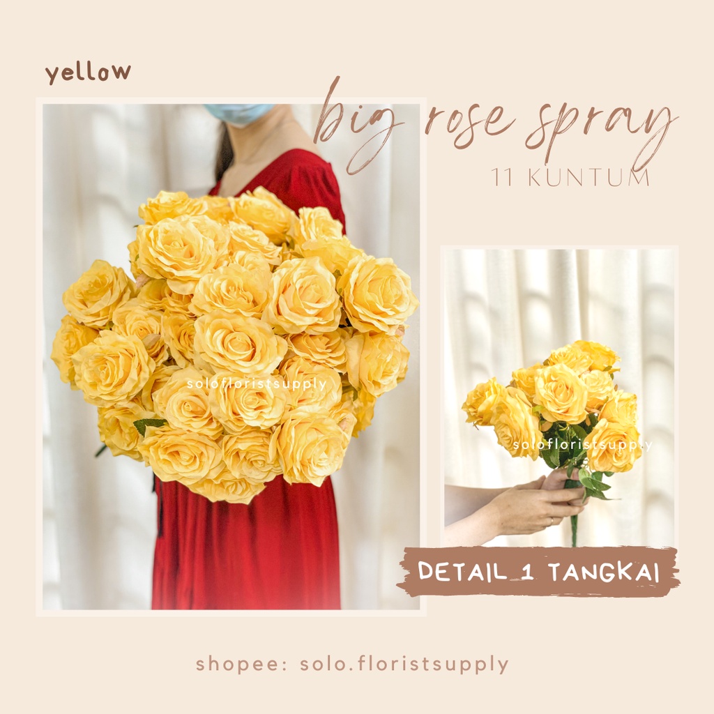 Jual 11 KUNTUM BIG ROSE SPRAY Bunga Mawar Rose Paris Kombinasi x11 (satuan) Bunga Artificial ...