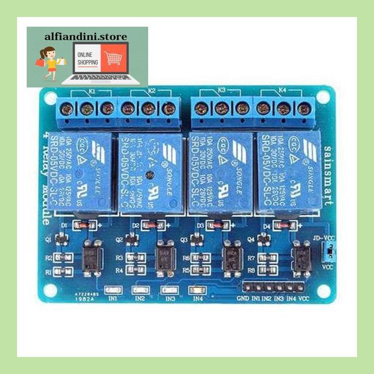 Jual Alfjd0R5 Relay Modul 4 Channel Arduino Spdt 5 Pin Optocoupler ...