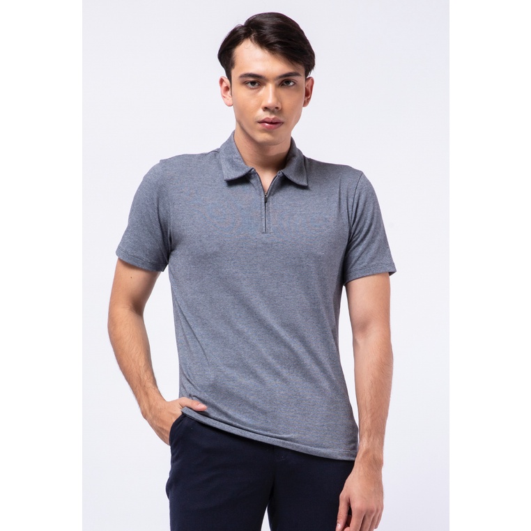 Jual Executive Polo Shirt with Zipper Details Grey | Shopee Indonesia