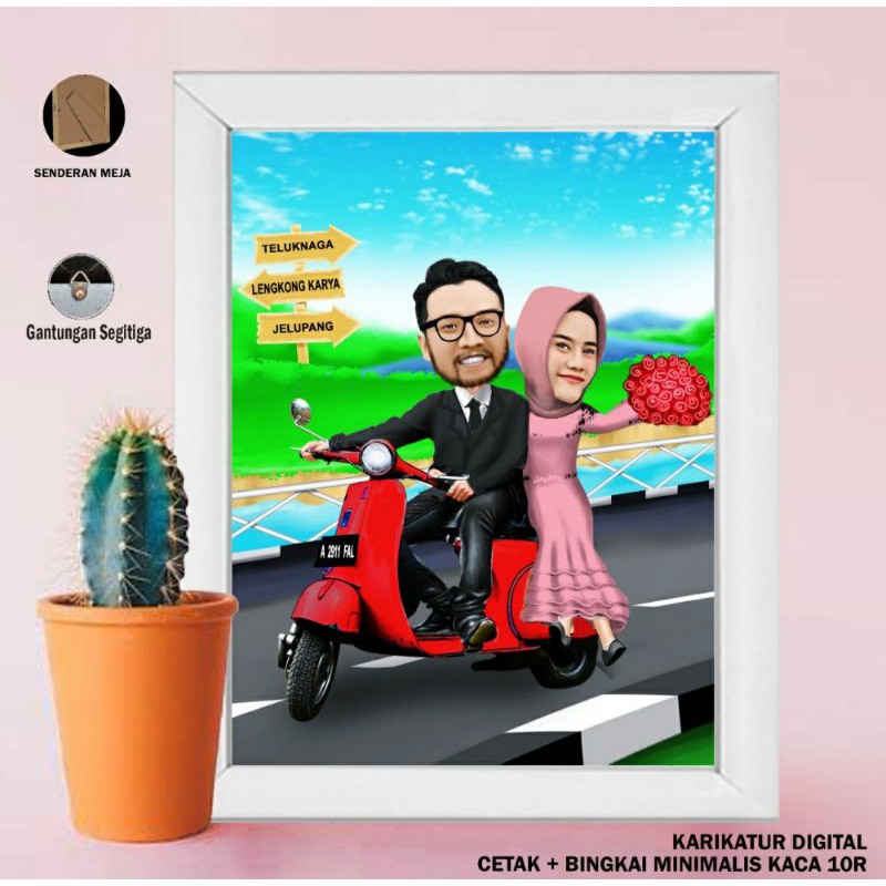 Jual Karikatur foto cetak + bingkai Minimalis Uk 10r | Shopee Indonesia