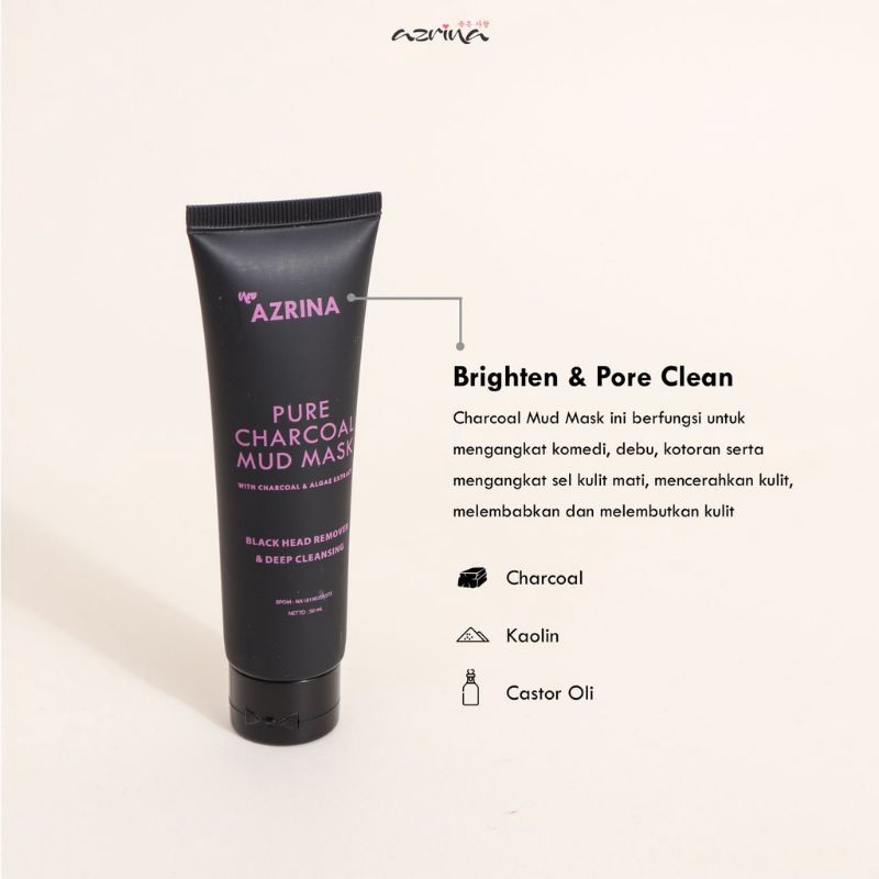 Jual [SHARE IN] Azrina Pure Charcoal Mud Mask & Acne Purifying Clay ...