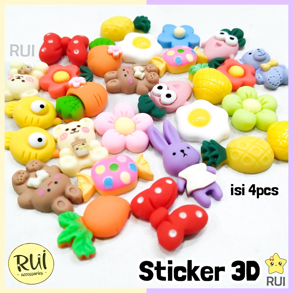Jual Sticker 3D 1set isi 4 Stiker Timbul Karakter Tempelan Botol Minum ...