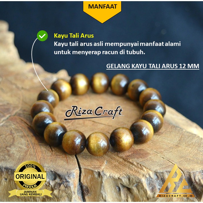 Jual Riza craft Gelang Tangan Unik Kayu Tali Arus Serat Emas 12 mm ...