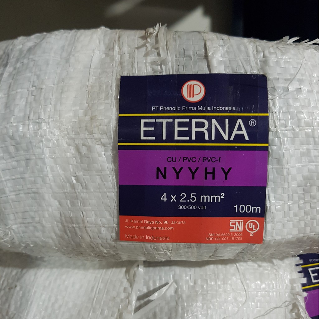 Jual ETERNA NYYHY 4X2.5 MM ( 100 METER ) / KABEL LISTRIK HITAM SERABUT TEMBAGA NYY HY 4 X 2.5 MM ...