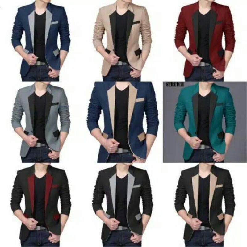 Jual Blazer pria kombinasi - jas cowok keren style korea | Shopee Indonesia