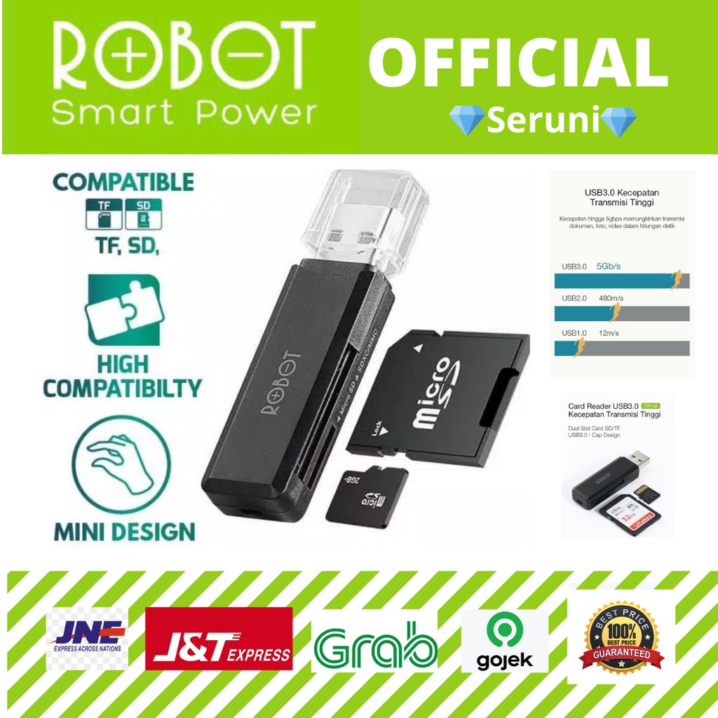 Jual (SERUNI) Card Reader ROBOT CR102 / CR102S USB 3.0 TF / SD with 2 ... Jual (SERUNI) Card Reader ROBOT CR102 / CR102S USB 3.0 TF / SD with 2 ...