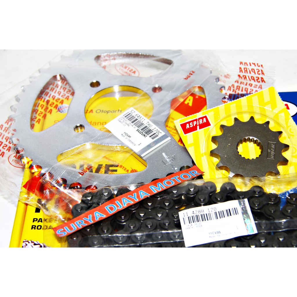 Jual Gearset girset chainkit gear gir set paket rantai suzuki thunder aspira | Shopee Indonesia