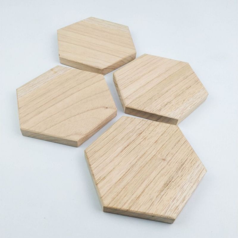Jual TATAKAN GELAS / ALAS GELAS / COASTER KAYU HEXAGONAL | Shopee Indonesia