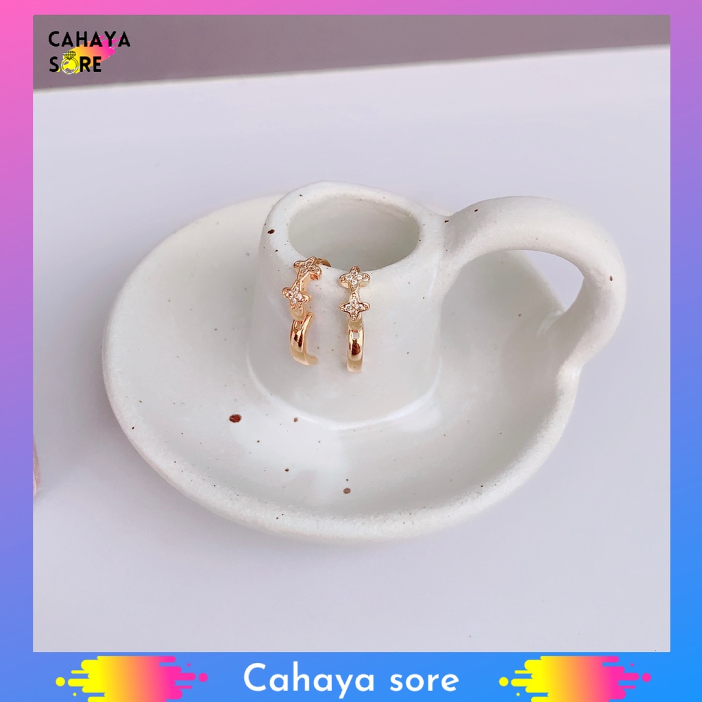 Jual Anting Xuping Gold Anting Anak Model Clip Permata Love AA03 | Shopee Indonesia
