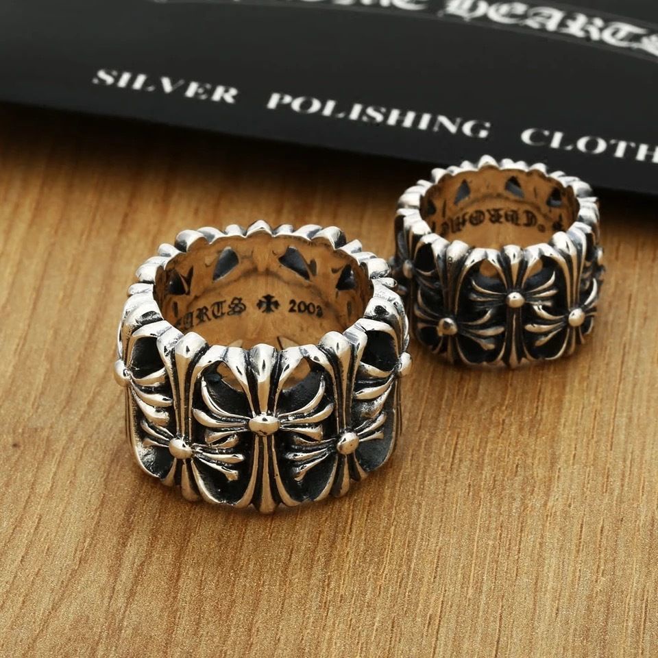 Jual Chrome Hearts Chrom Heart Titanium Steel Cross Cross Heart Ring ...