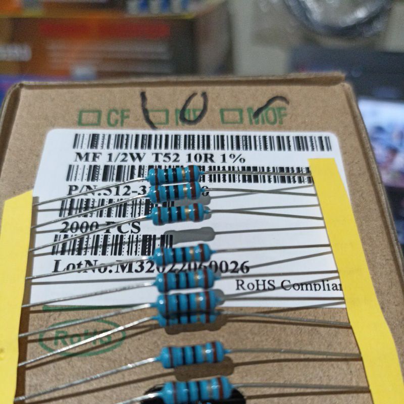 Jual RESISTOR TAIWAN 1/2WAT 1% 10R METAL FILM 10PCS | Shopee Indonesia