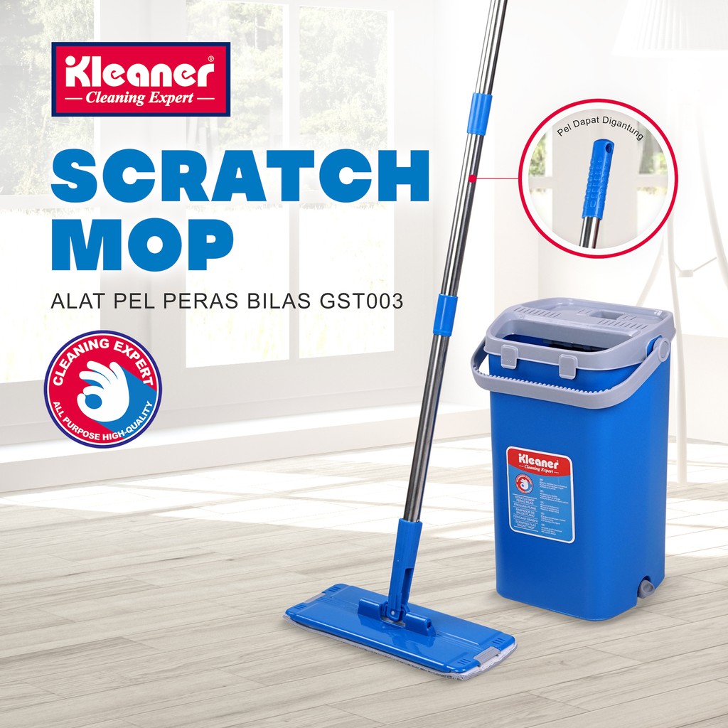 Jual Kleaner Alat Pel 1 Set Dengan Ember Scratch Mop Pembersih Lantai ...