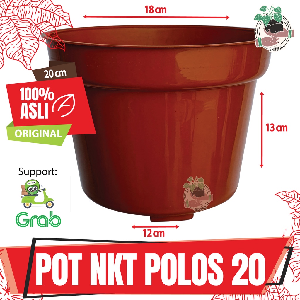 Jual Pot Bunga Tanaman Hias Taman Cantik Merah Bata NKT Polos 20 Minimalis Pot Plastik Tebal ...
