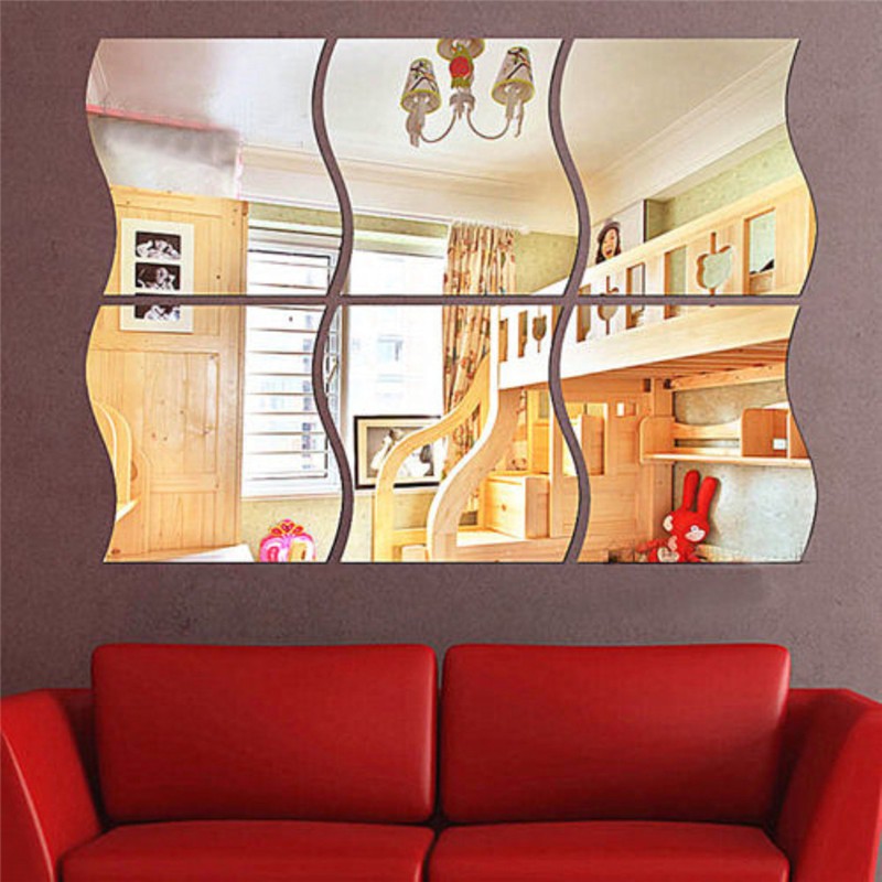 Jual Stiker Dinding Kaca Cermin 6 Pcs WAVE Mirror Wall Sticker Dinding ...
