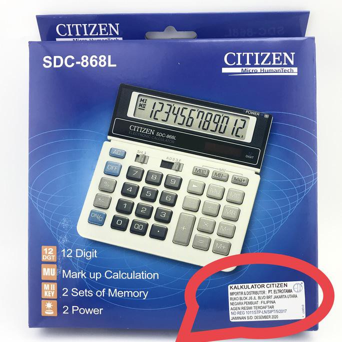 Jual Calculator Citizen SDC-868L (Original) | Shopee Indonesia