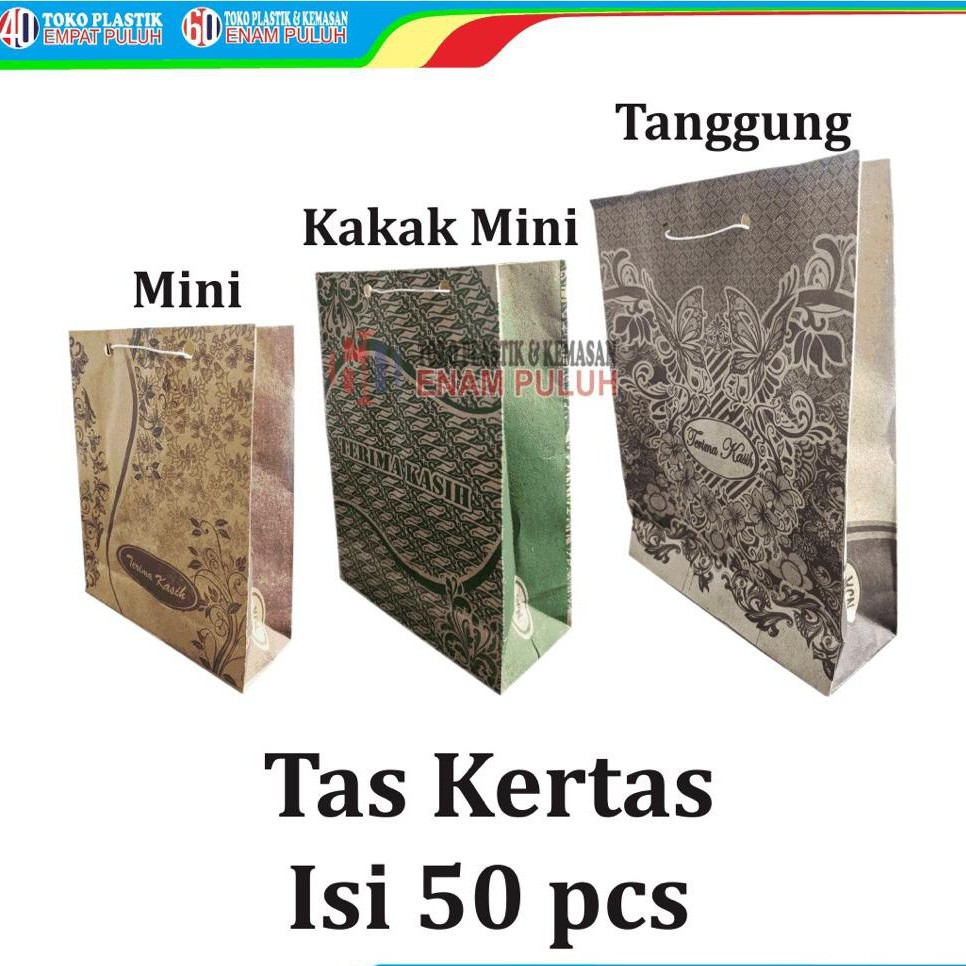 Jual Tas Kertas Kakak TANGGUNG isi 50 tenteng tanggung wadah snack ...