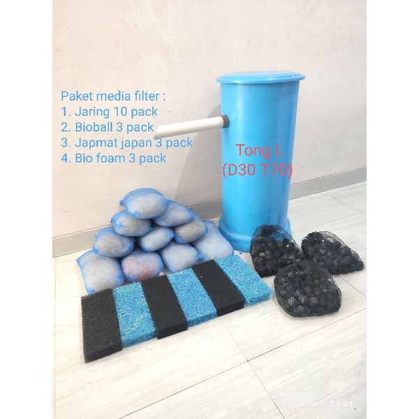 Jual Tong filter fiber size L paket lengkap isi media jaring japmat ...