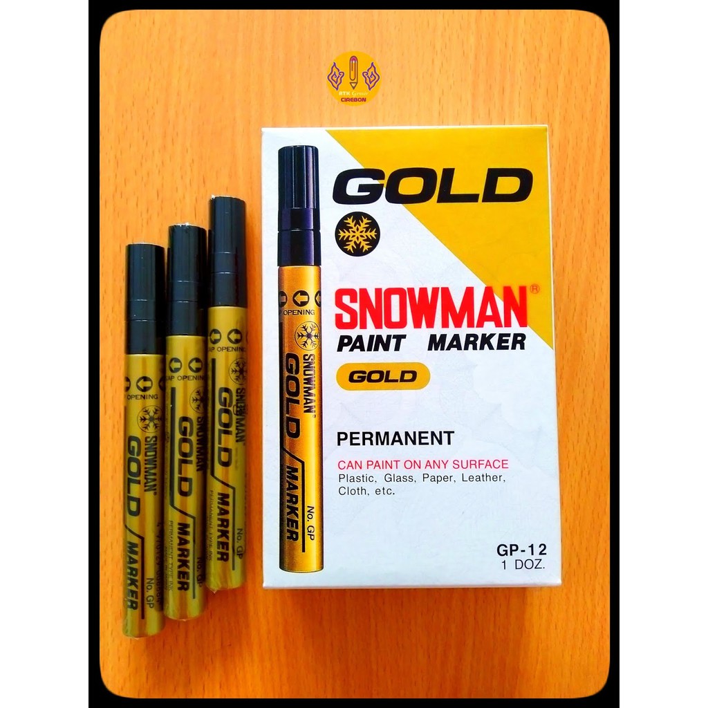 Jual Spidol Emas Permanent Snowman GP-12 Gold Paint Marker | Shopee ...