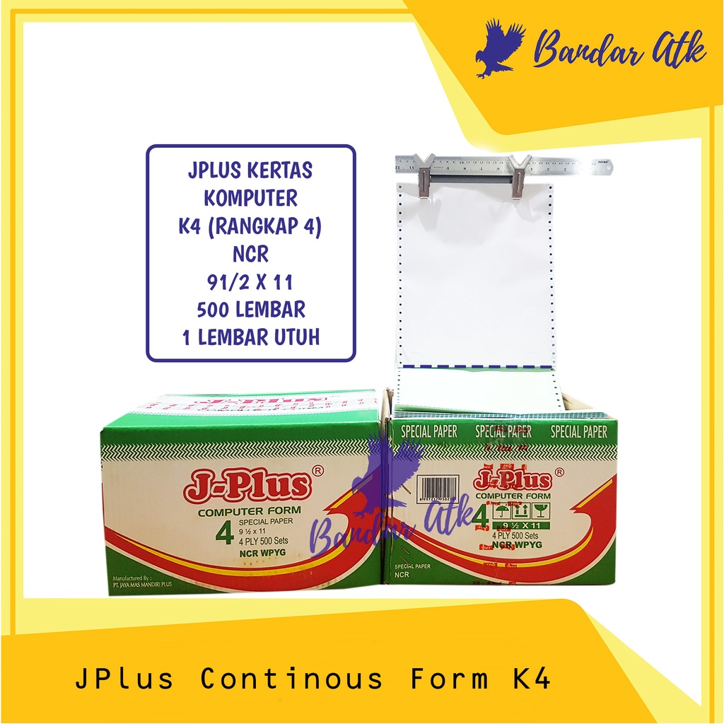 Jual JPLUS Continous Form 91/2 x 11 4 PLY (K4 JPLUS) NCR Kertas ...