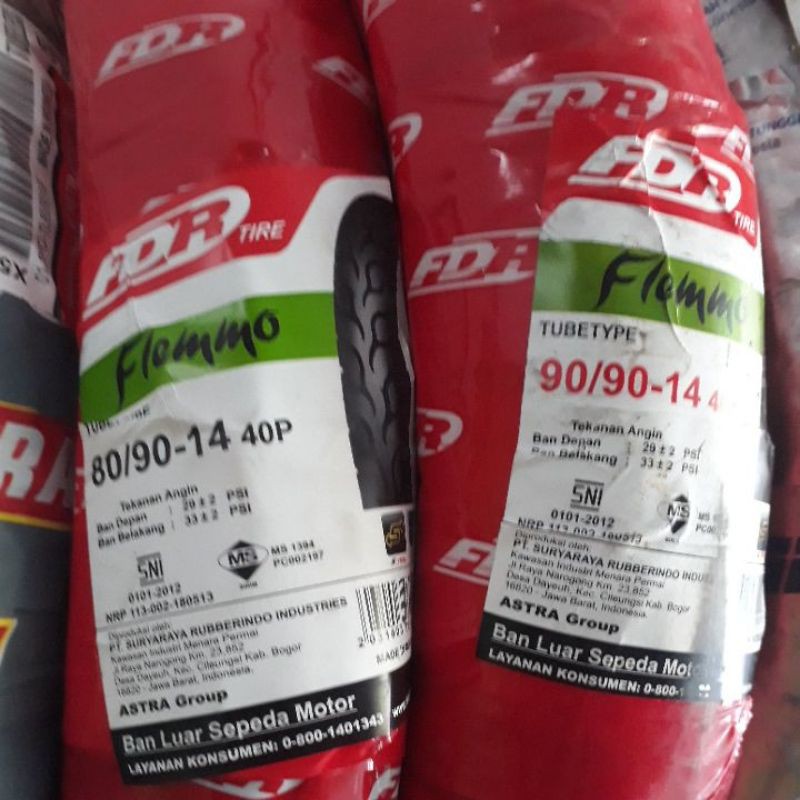 Jual Paket ban luar fdr flemo uk 80/90-14 dan 90/90-14 ban motor matic ...