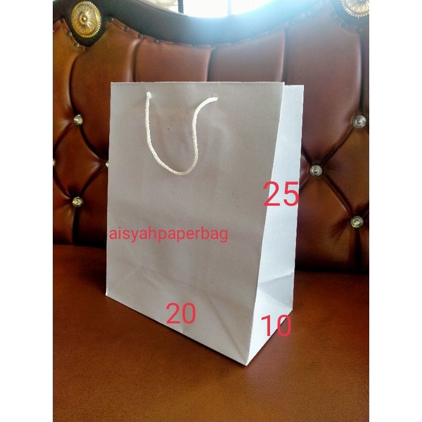 Jual paperbag warna putih polos/ ukuran 20x10x25 | Shopee Indonesia