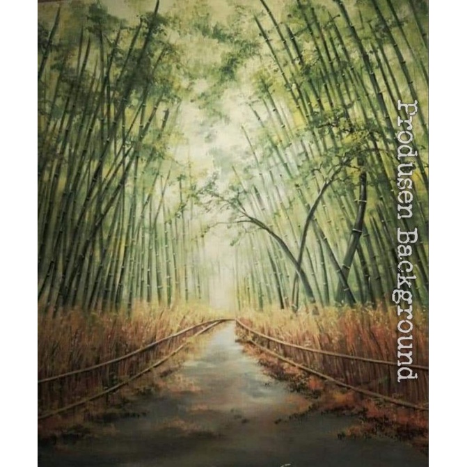 Jual Kain Background Foto 3x2,5m Konsep Hutan Bambu Backdrop Studio ...