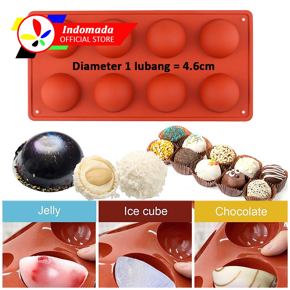 Jual Indomada Cetakan Silkon Setengah Bola 8 Lubang 4.6 cm Half Ball ...