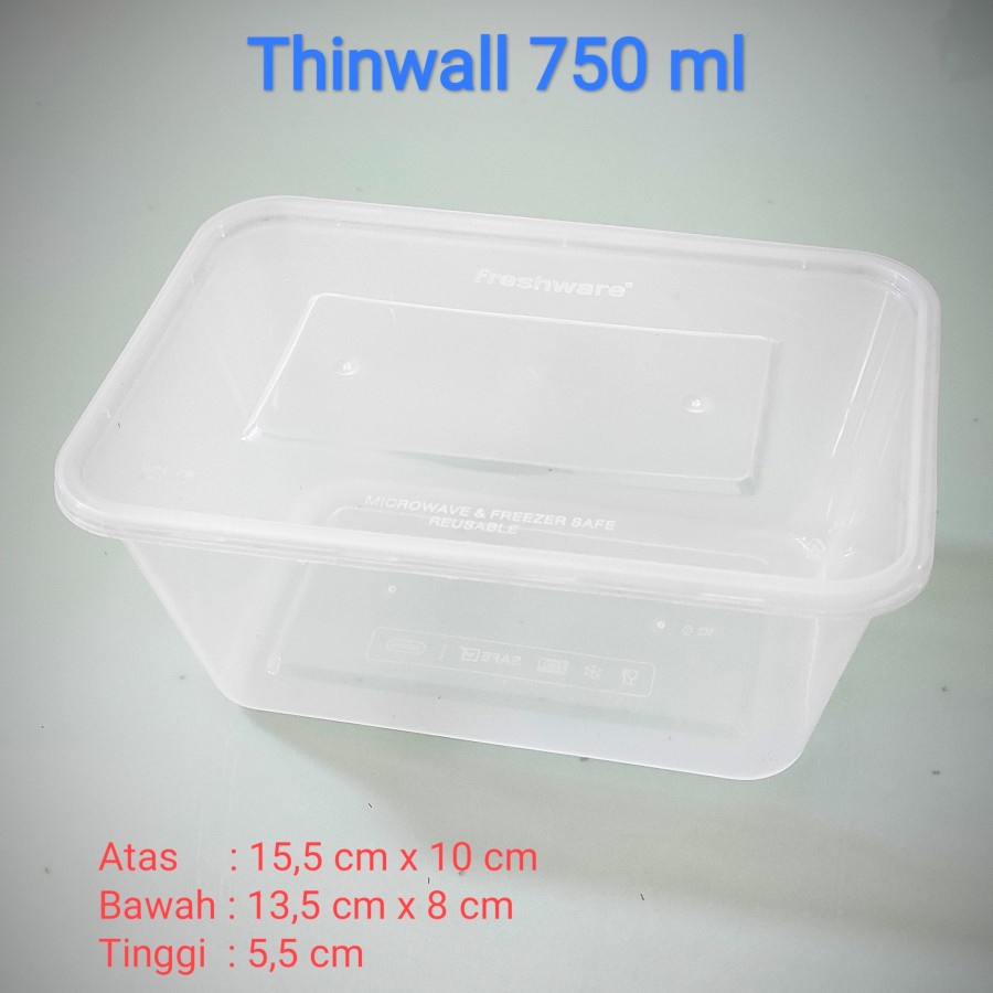 Jual Thinwall 750 ml / kotak makan plastik / food container 1 DUS 500 PCS | Shopee Indonesia