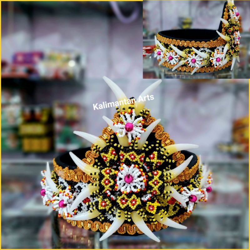 Jual Topi Taring /Hiasan Kepala Manik / Mahkota Manik Dayak Kalimantan ...