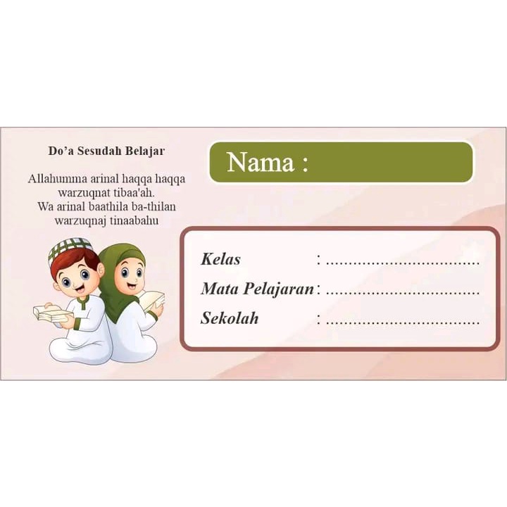 Jual Sticker Buku Pelajaran Custom Pakai Nama / Custom Book Name ...