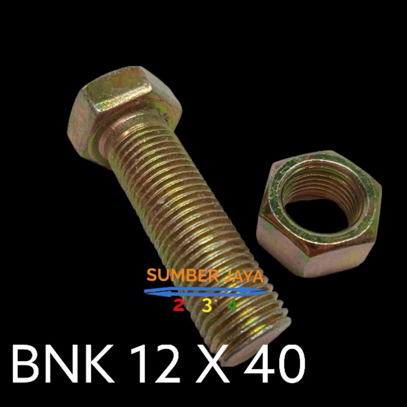 Jual BAUT MUR 12 X 40 KUNING BMK PER 10 PCS | Shopee Indonesia