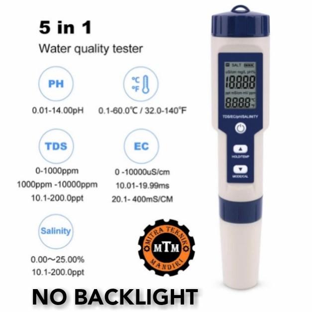 Jual Meter | Alat Ukur Kualitas Air 5 In 1 Ph Tds Ec Salinity Temp ...