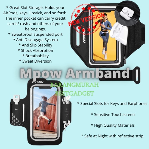 Jual Mpow Sport Gym Armband Case For iPhone X Adjustable Running Arm ...