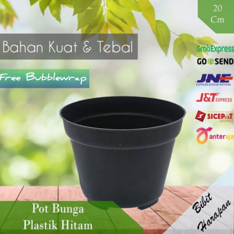 Jual Pot Bunga Pot Plastik Pot Tanaman Hitam 20 cm | Shopee Indonesia