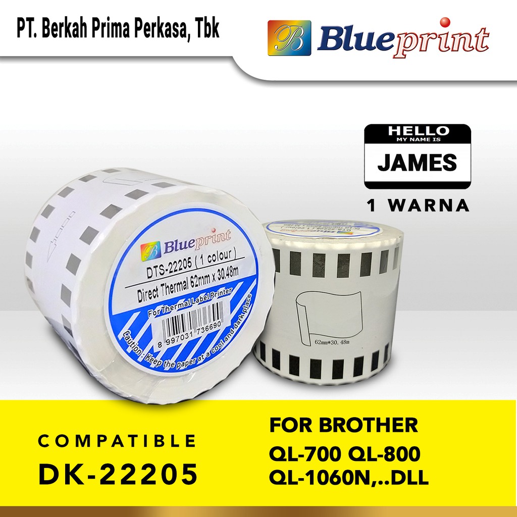 Jual Label Barcode 22205 BLUEPRINT 62x30m Continuous stiker Roll ...