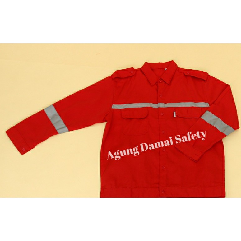 Jual Wearpack Safety Model Atasan Lengan Panjang Merah | Shopee Indonesia