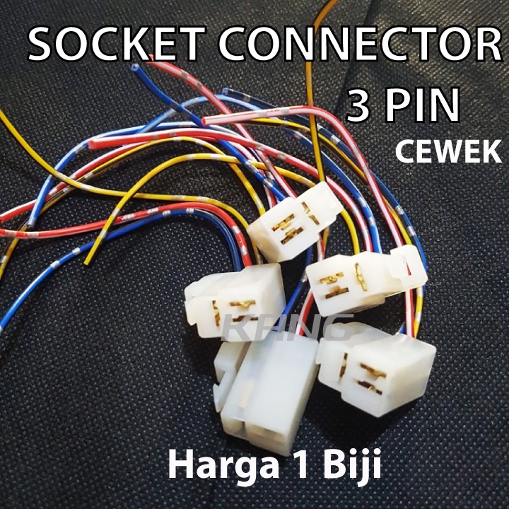 Jual [3 pin] SOKET SOCKET KONEKTOR 3 PIN (TERMASUK SKUN DAN KABEL ...
