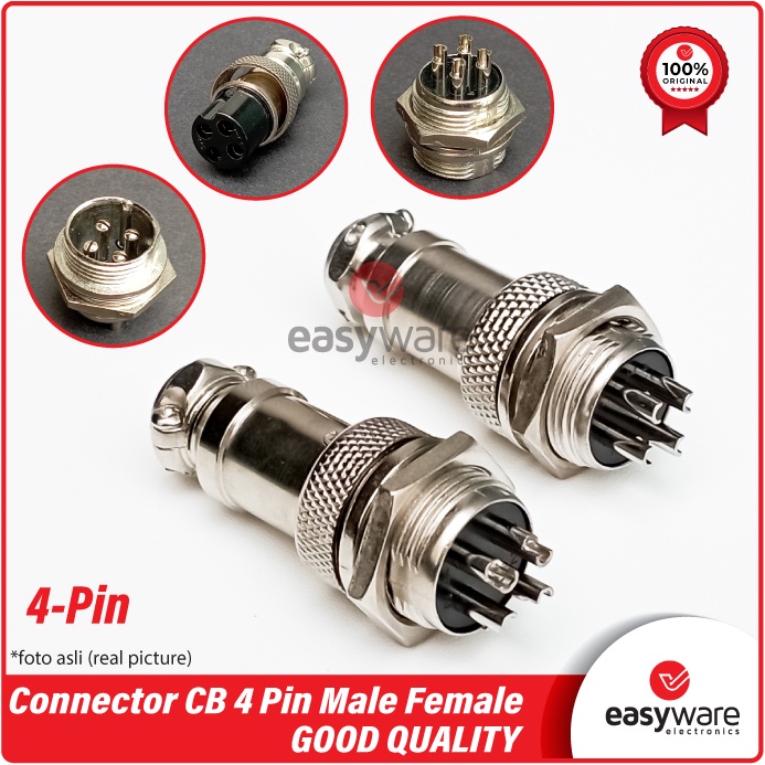 Jual Set Aviation Plug Socket 16mm GX16 4 Pin Connector CB 4 Pin Male Female | Shopee Indonesia