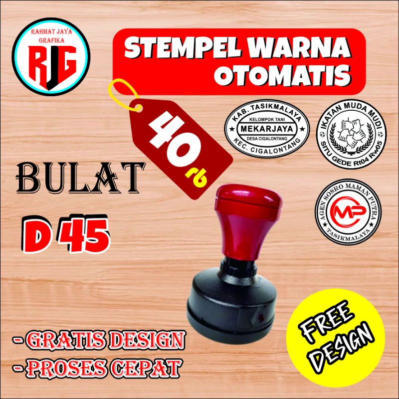 Jual Stempel Flash Otomatis Warna Custom/Nama/Logo D45 | Shopee Indonesia