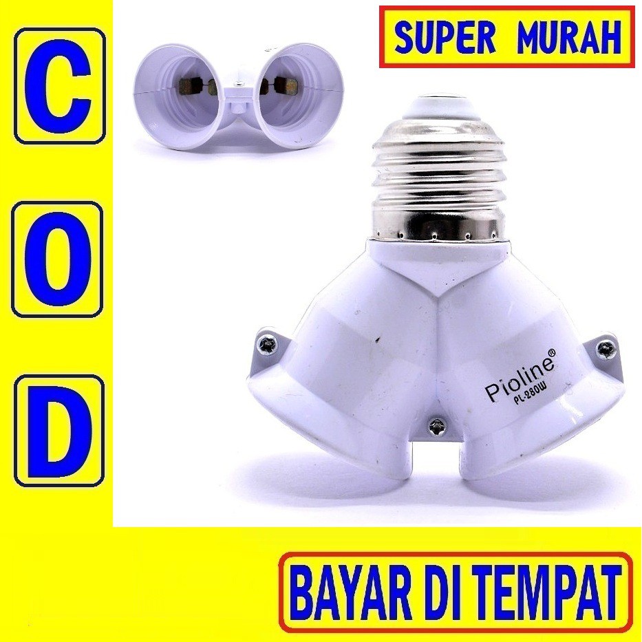 Jual 15J FITTING CABANG 2 Fiting Lampu Ganda 2 In 1 Adaptor E27 Ruangan ...