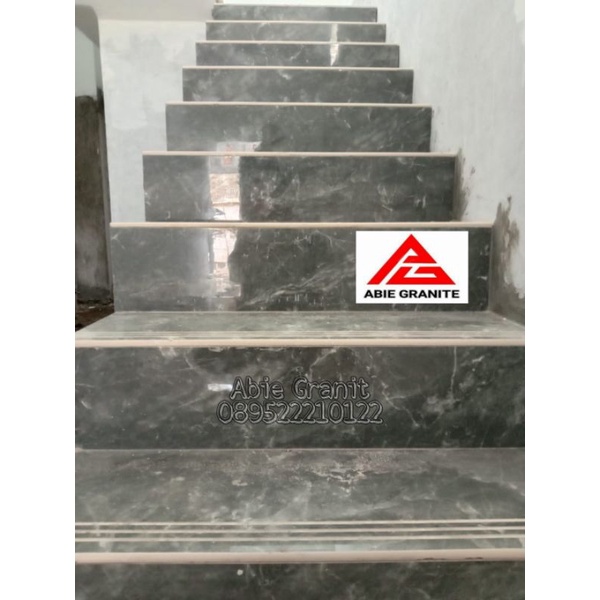 Jual granit tangga motif marmer 30x120&20x120 1set Black Alaska ...