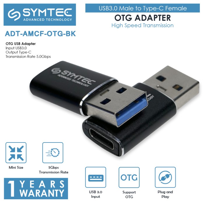 Jual SYMTEC Adapter OTG USB 3.0 Male To Type-C Female - ADT-AMCF-OTG ...