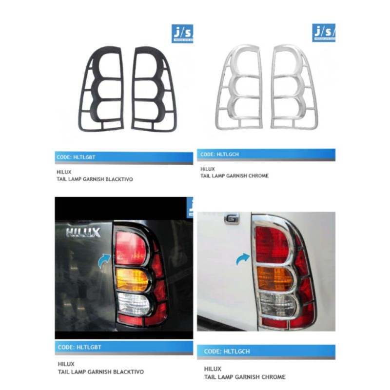 Jual garnish lampu belakang hilux tail lamp garnish chrome,hitam jsl ...