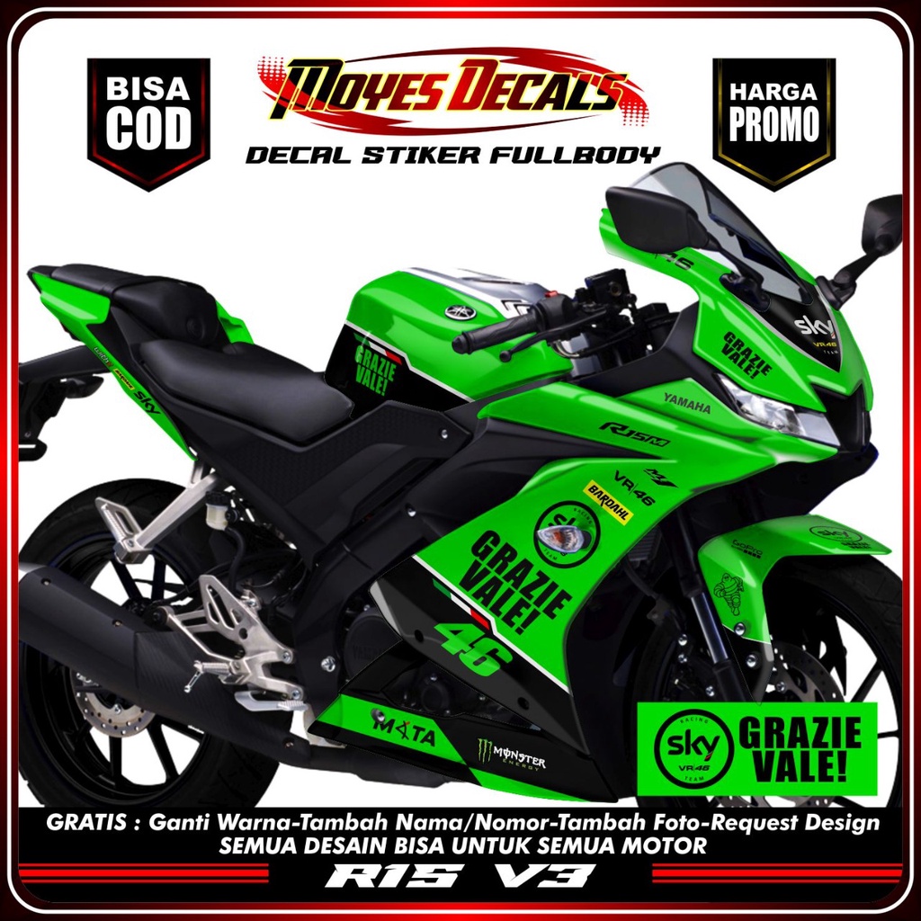 Jual Stiker Decal Motor Yamaha R15 V3 Full Body Terbaru Motif Variasi ...