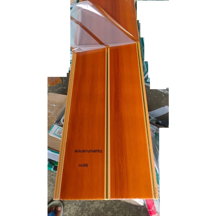 Jual plafon pvc coklat kayu 200mm 8mm 1m mi98 plastik panel lebar 20cm ...