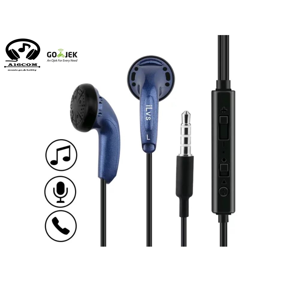 Jual iLvs Earphone Earbud headset with microphone satu pabrik dengan ...
